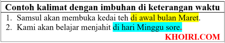 Contoh Imbuhan di- untuk keterangan waktu ⋆ Khoiri.com