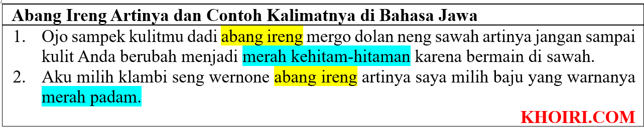 Abang ireng artinya dan contoh kalimatnya ⋆ Khoiri.com