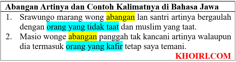 Abangan artinya dan contoh kalimatnya di bahasa Jawa ⋆ Khoiri.com